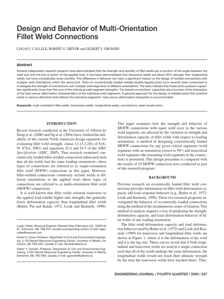 Multi-Orientation Fillet Weld Design Insights | PDF | Fracture ...