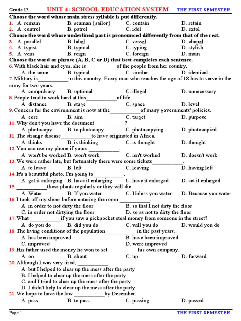 Unit 4 School Education System | PDF | Test (Assessment) | Curriculum