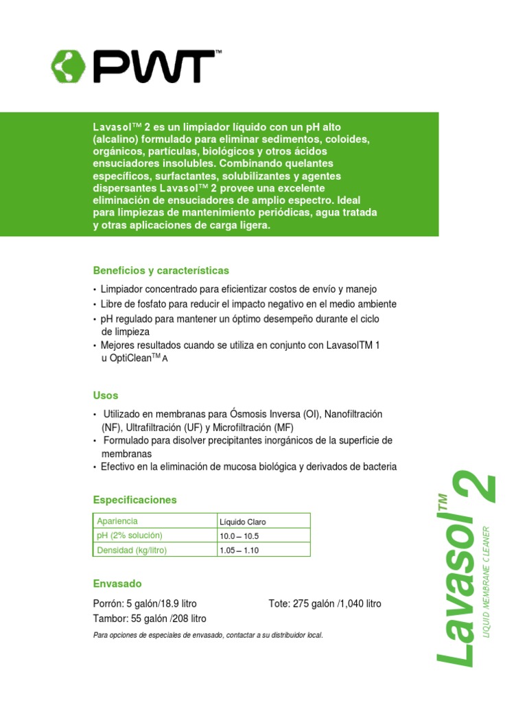 PWT Lavasol 2 Tds Es | PDF