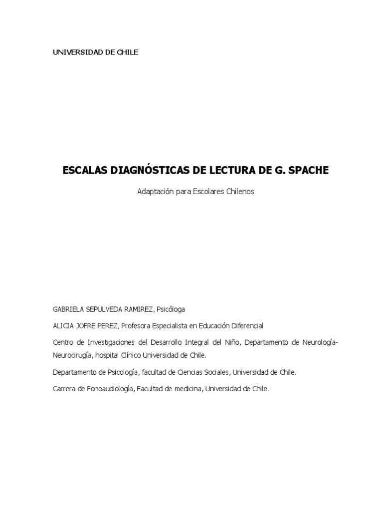 SPACHE | PDF | Comprensión lectora | Sicología