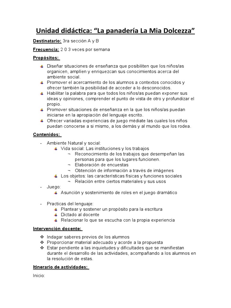 Unidad Didáctica - La Panaderia | PDF | Panes