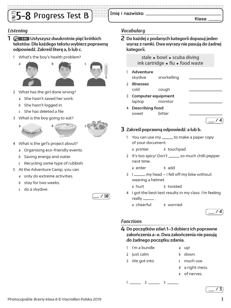 Brainy Kl6 Progress Test 5-8 B | PDF