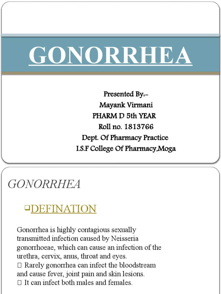 Comprehensive Presentation on the Diagnosis and Management of Gonorrhea | PDF | Diseases And ...