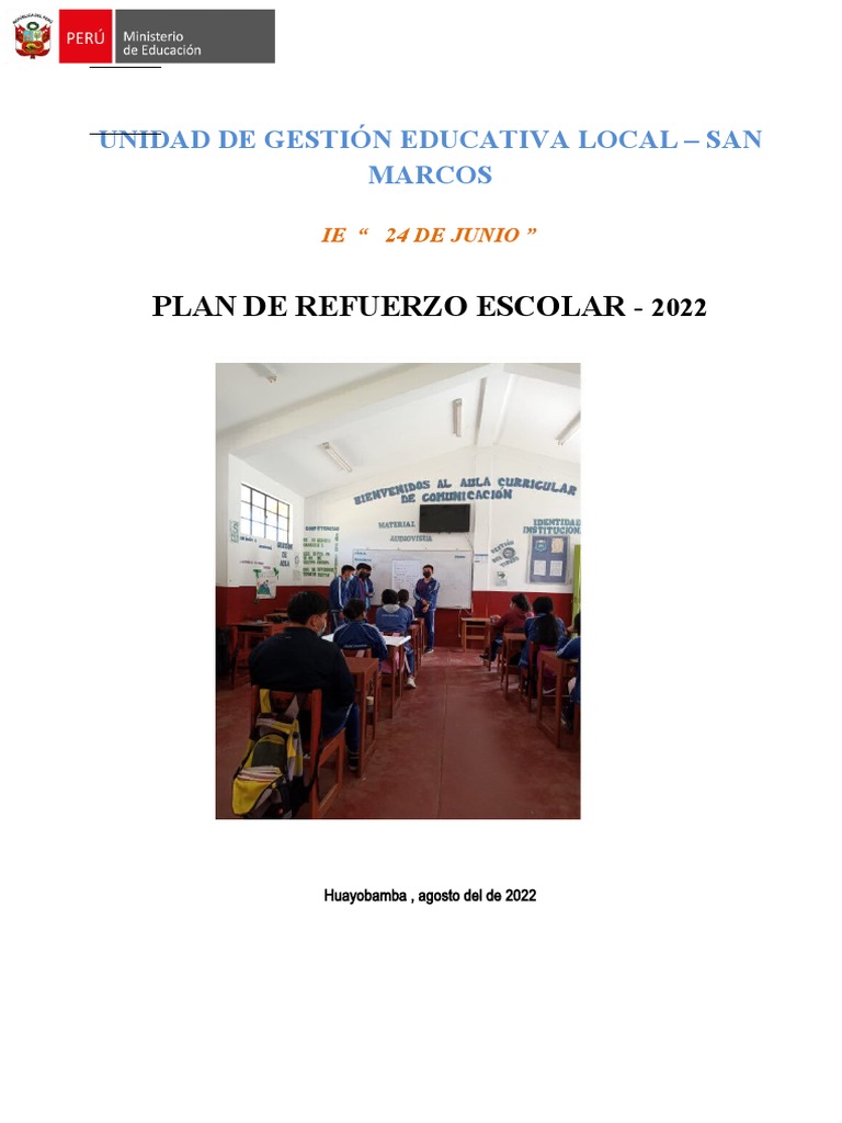 Plan De Refuerzo Escolar Pdf Evaluación Educación De La Primera