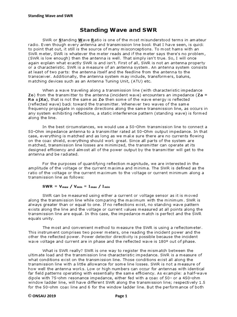 Standing Wave and SWR | PDF | Antenna (Radio) | Transmission Line
