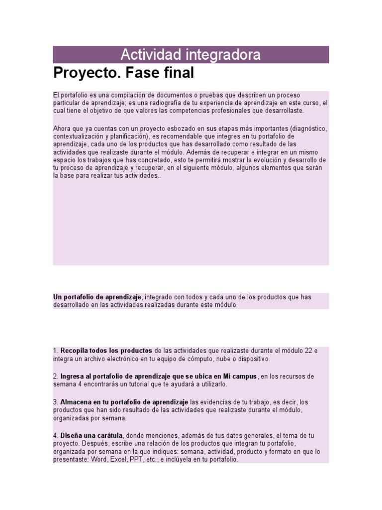 Actividad Integradora Proyecto Fase Final | PDF