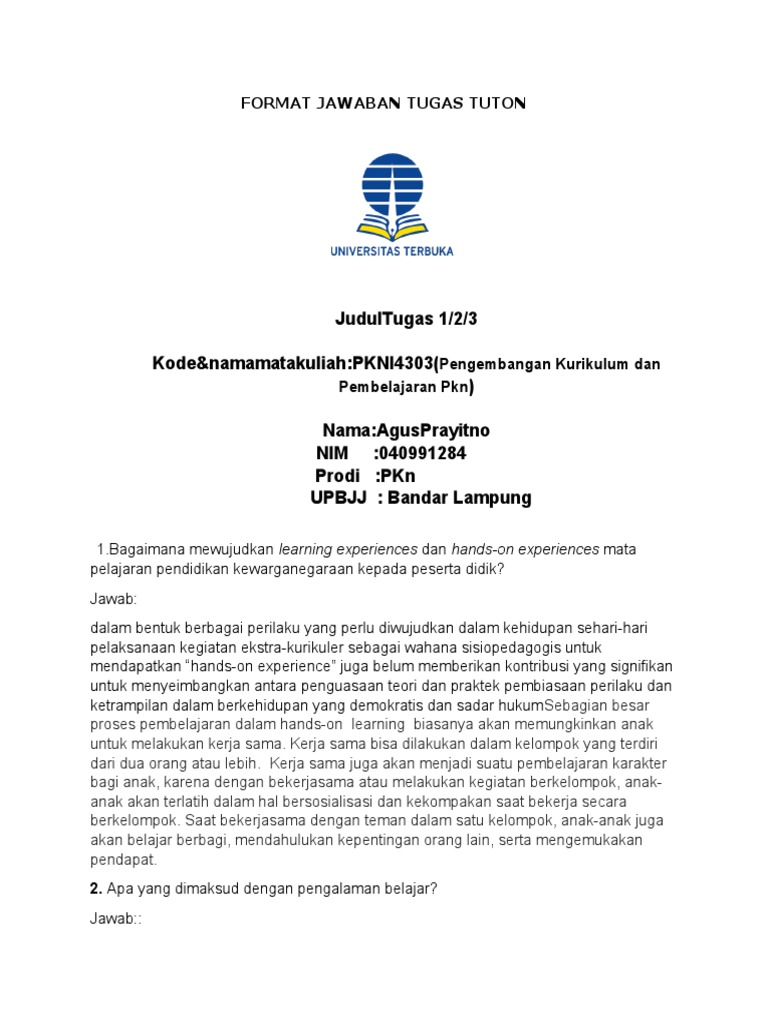 Tugas 3 Pengembangan Kurikulum Dan Pembelajaran PKN | PDF | Karier & Perkembangan | Seni