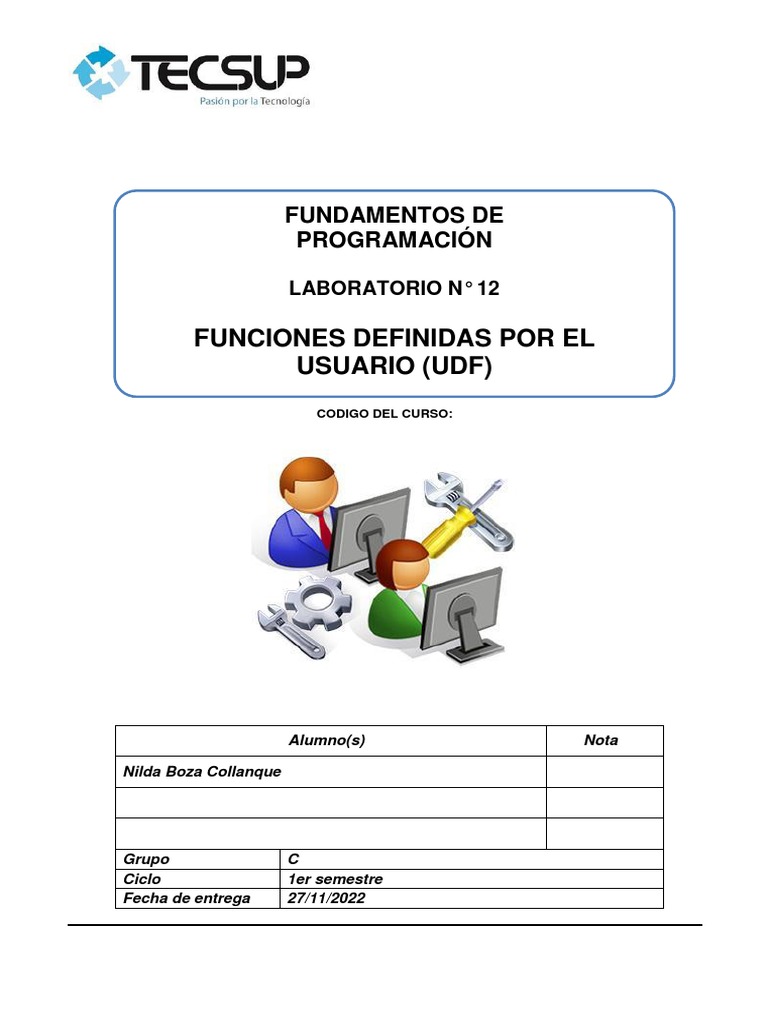 Lab 12 - Funciones Definidas Por El Usuario | PDF | Parámetro (programación de computadora ...