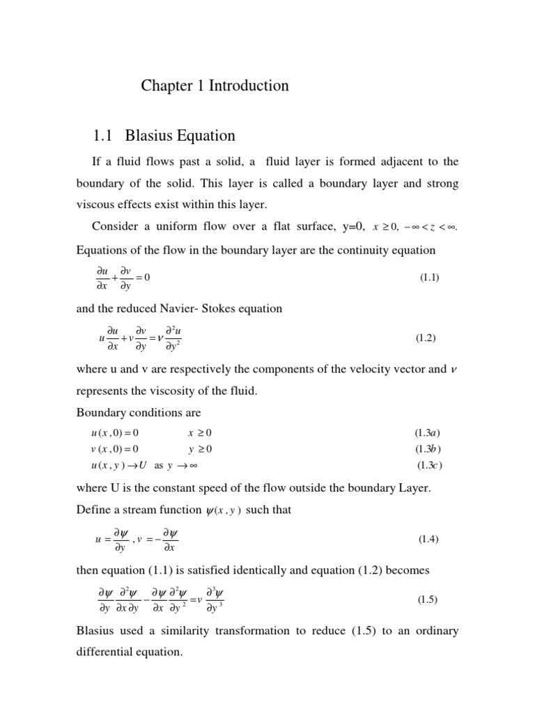 Blasius Equation Pdf Boundary Layer Calculus