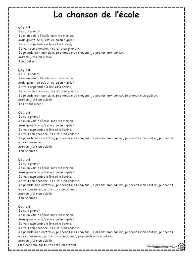 La Chanson de L Ecole | PDF | Arts du langage et discipline | Fiction ...