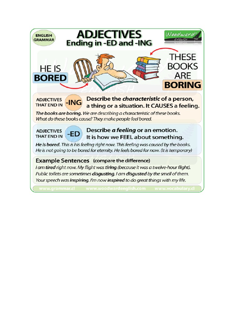 Adjectives Ending in Ed and Ing | PDF
