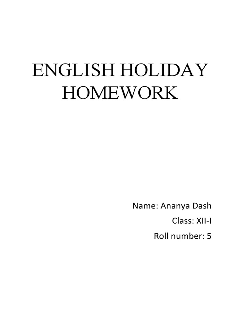 English Holiday Homework | PDF