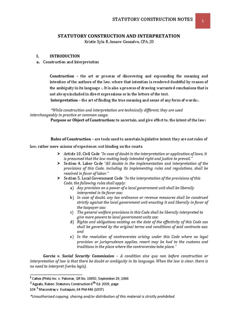 Statutory Construction Principles Explained | PDF | Statutory ...