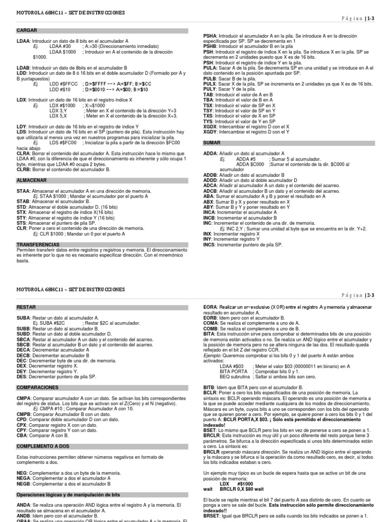M68HC11 | PDF | Poco | Aritmética