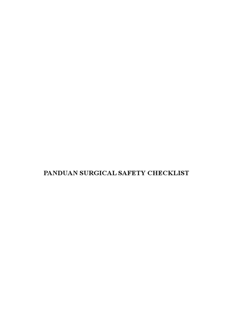 Panduan Checklist Keselamatan Bedah | PDF