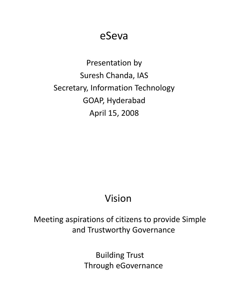 Presentation Eseva | PDF | Governance | Public–Private Partnership