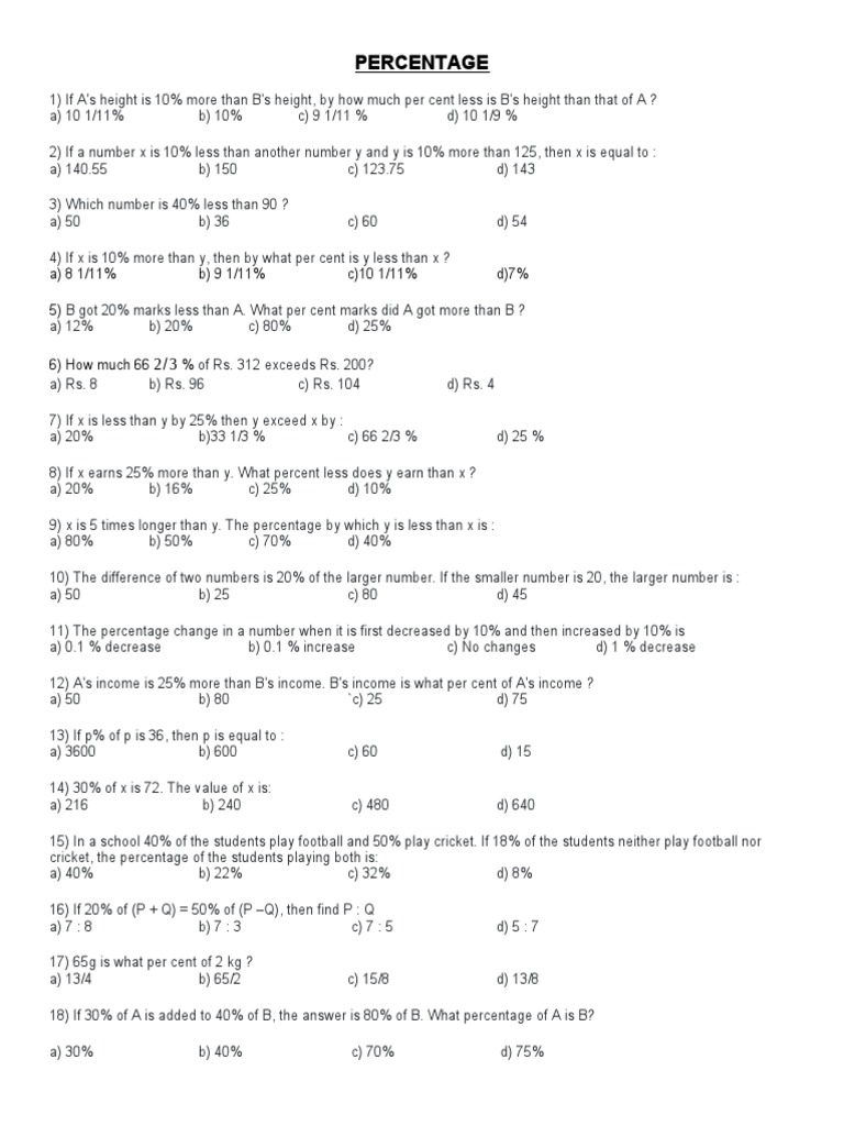 Percentage Pdf Percentage Economies