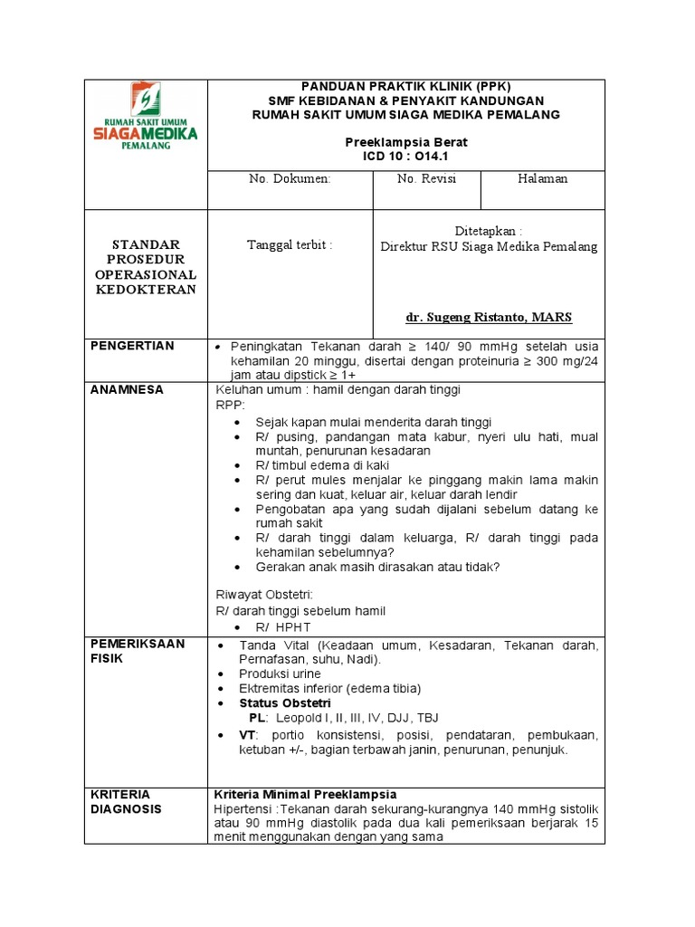 Kriteria Diagnosis Preeklampsia Berat | PDF | Kesehatan Holistik