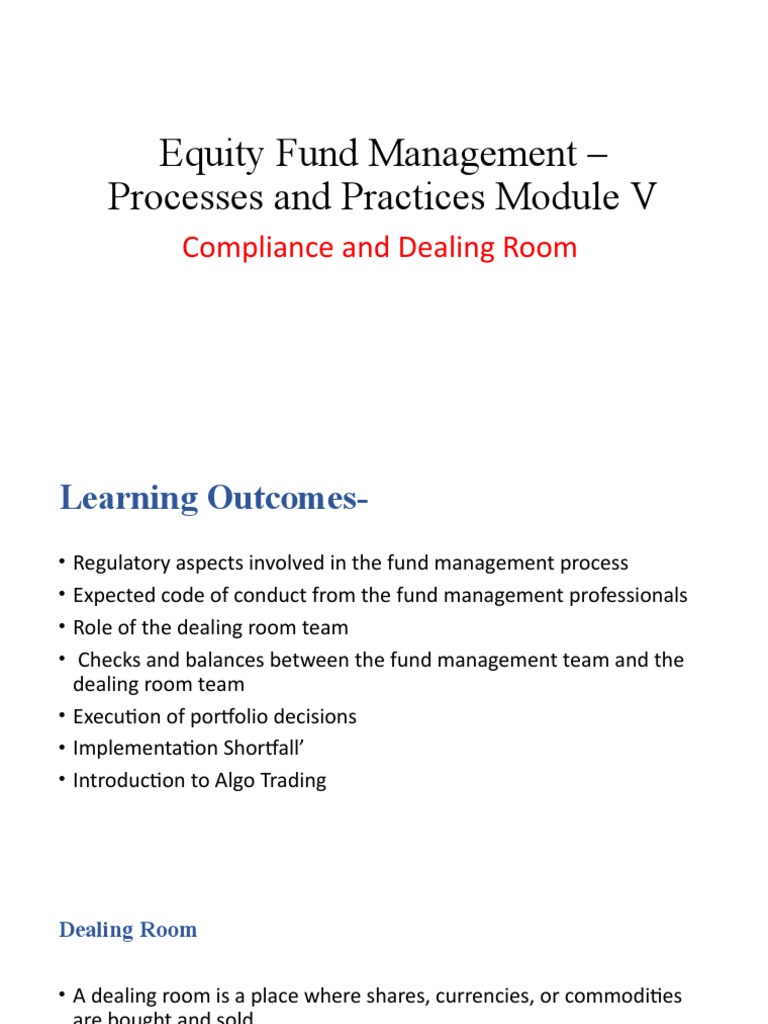 Dealing Room Operations and Compliance | PDF | Algorithmic Trading ...
