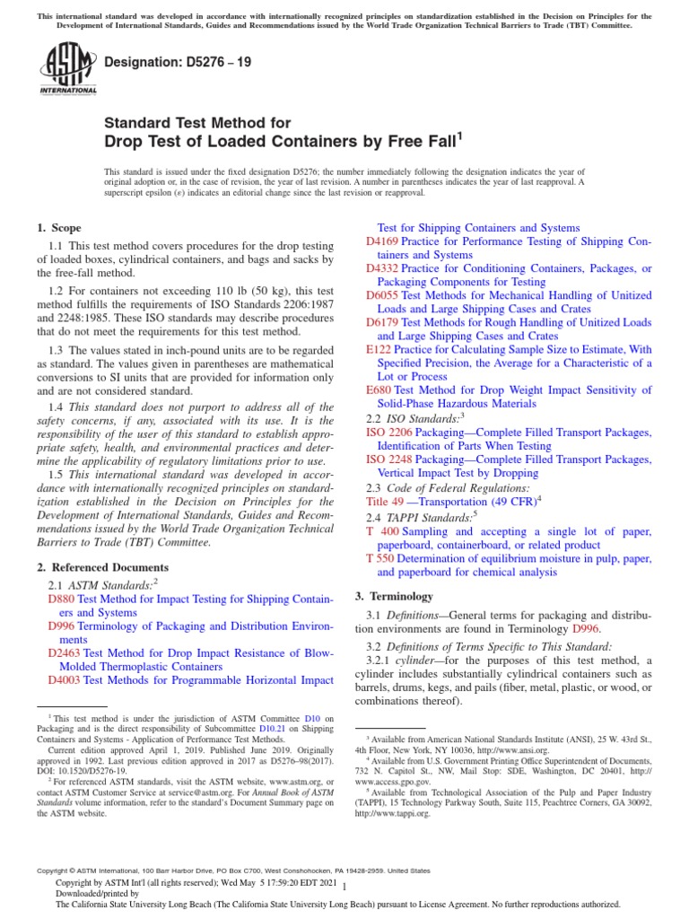 Astm D5276-19 | PDF | Technology & Engineering
