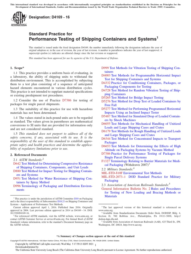 Astm D4169 | PDF | Cargo | Packaging And Labeling