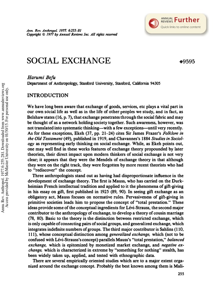 Befu (1977) | PDF | Altruism | Theory