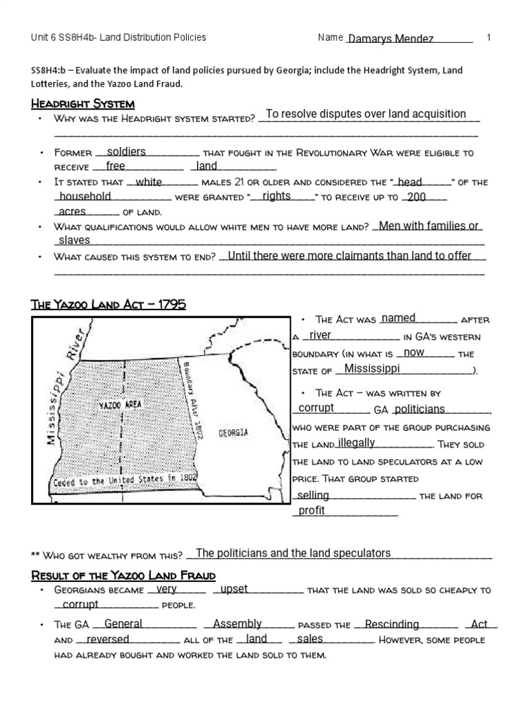 Unit 6 SS8H4b - Land Distribution Policies Slotted Notes - Google Docs ...