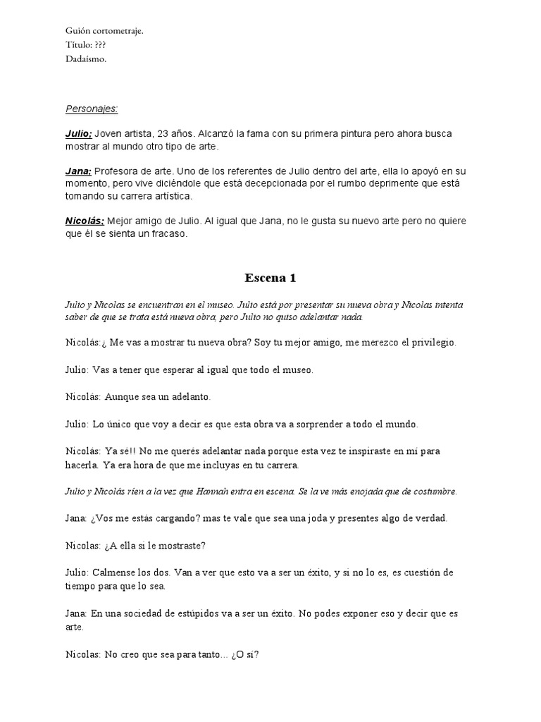 Guión Cortometraje | PDF