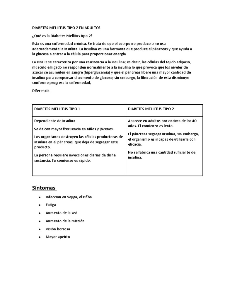 Diabetes Mellitus Tipo 2 En Adultos Pdf