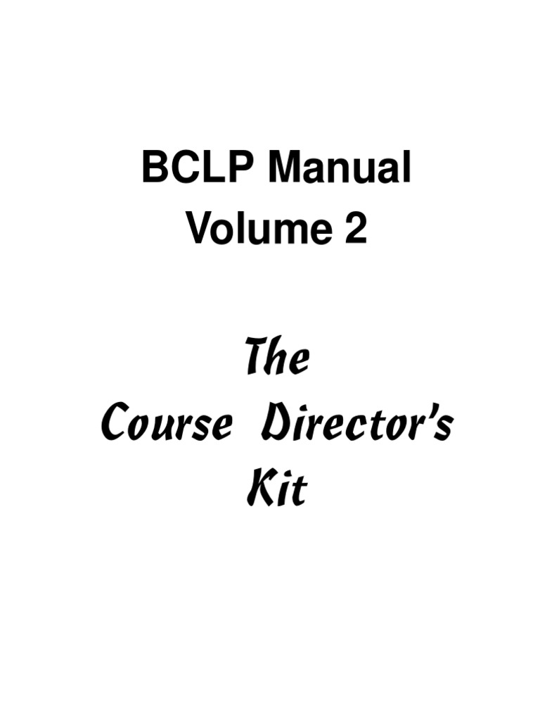 BCLP Vol 2 - Course Director's Kit | PDF