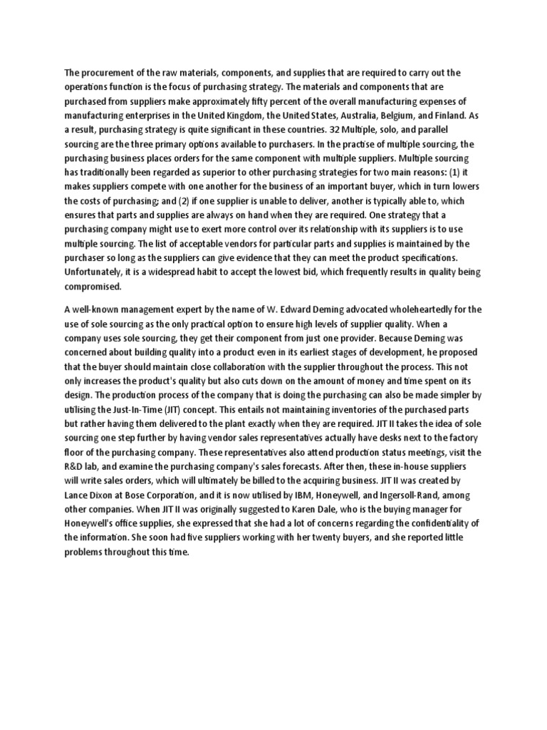 Purchasing Strategy | PDF | Procurement | Supply Chain