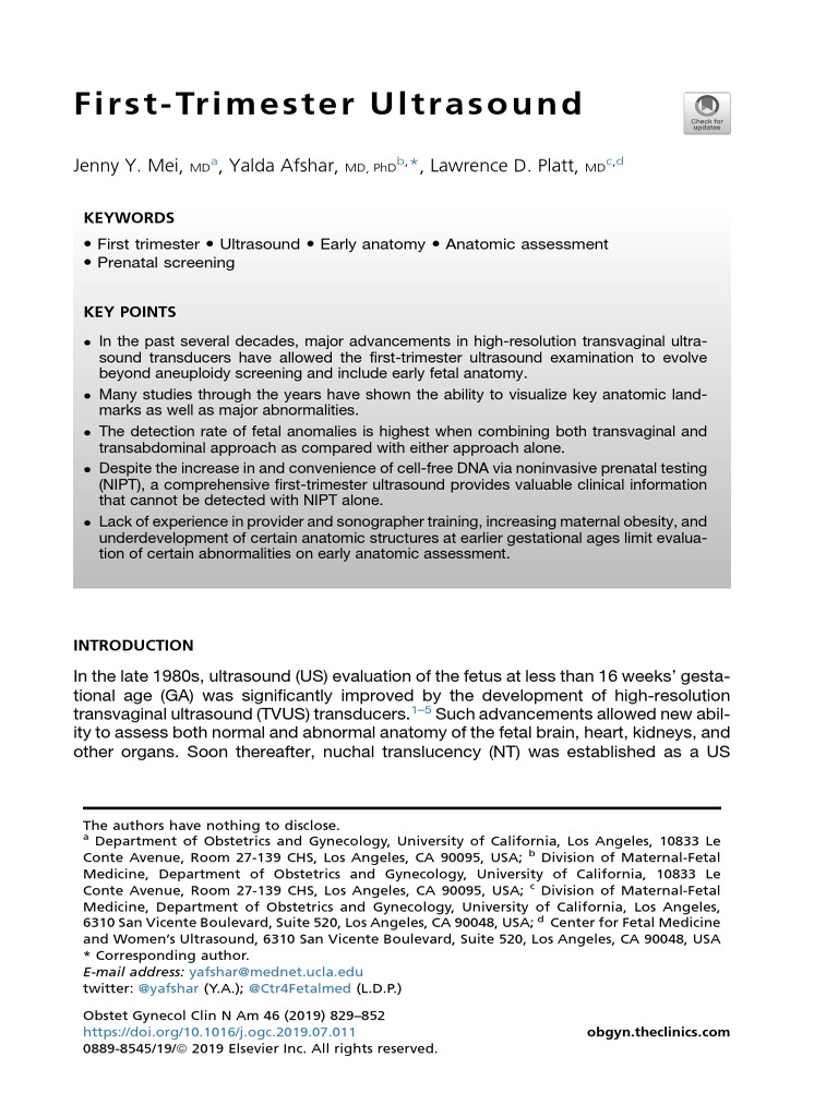 First-Trimester Ultrasound | PDF | Pregnancy | Fetus