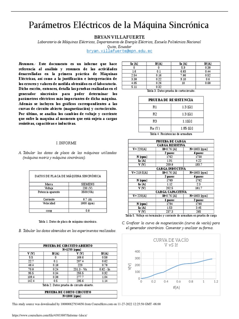 Informe 1 | PDF | Generador eléctrico | Inductor