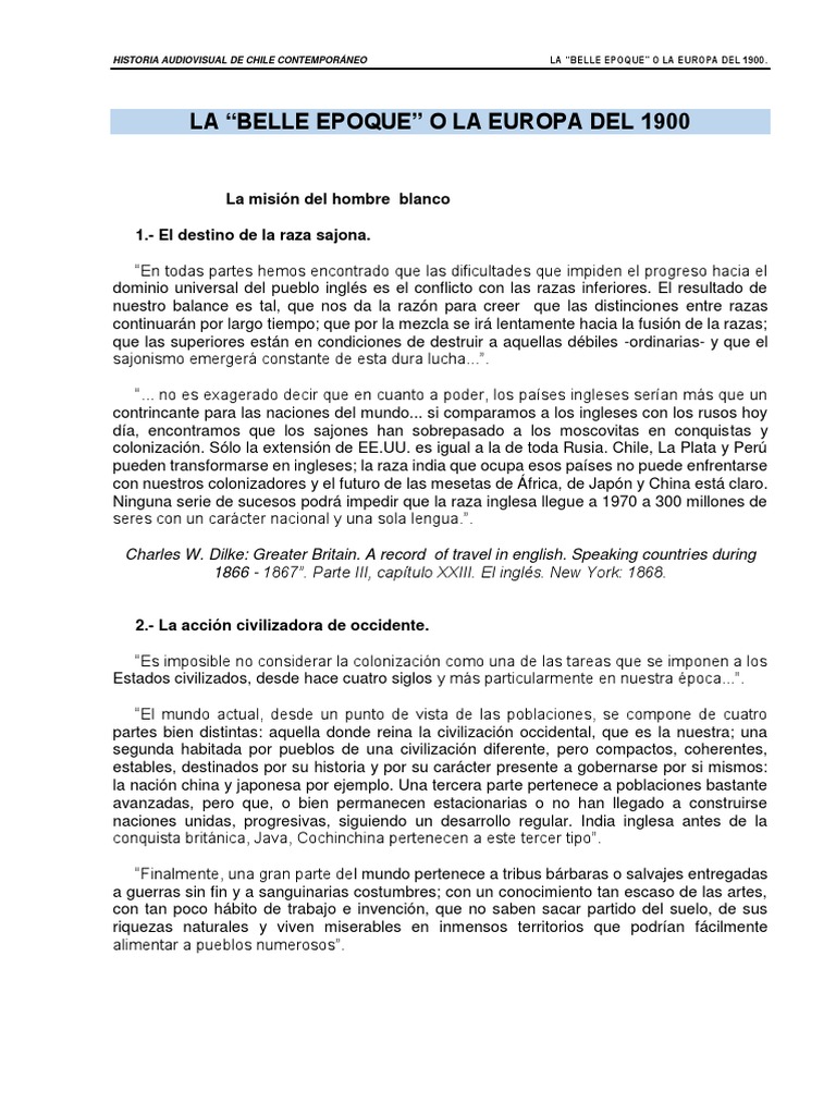 Historia Audiovisual de Chile: Belle Époque | PDF | Imperio Británico ...