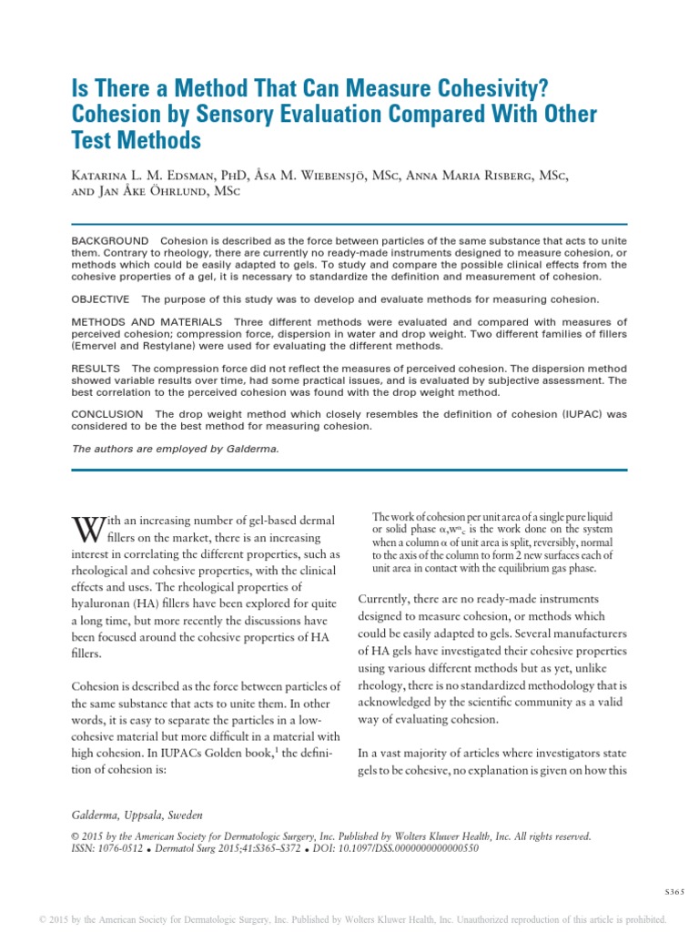 Is There A Method That Can Measure Cohesivity Cohesion by Sensory | PDF ...