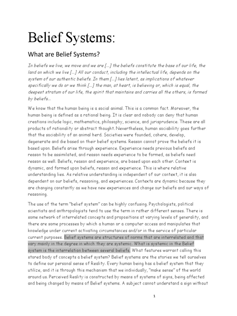 Understanding Belief Systems and Their Characteristics | PDF | Reason ...