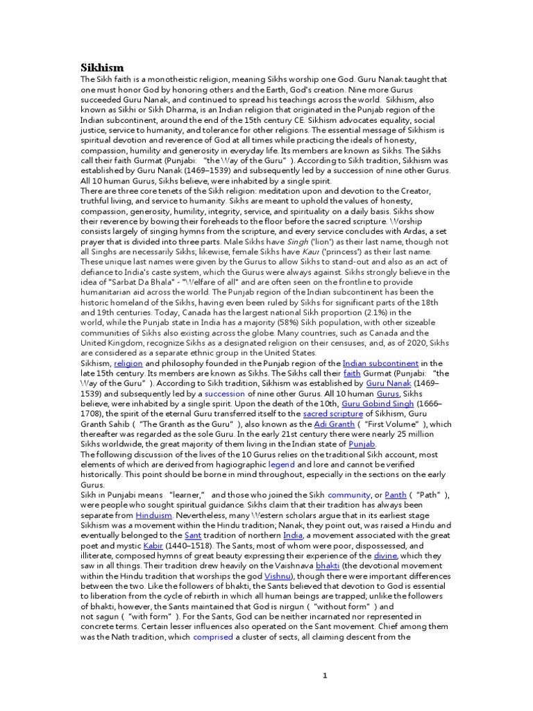 Sikhism Pdf Guru Granth Sahib Guru Nanak