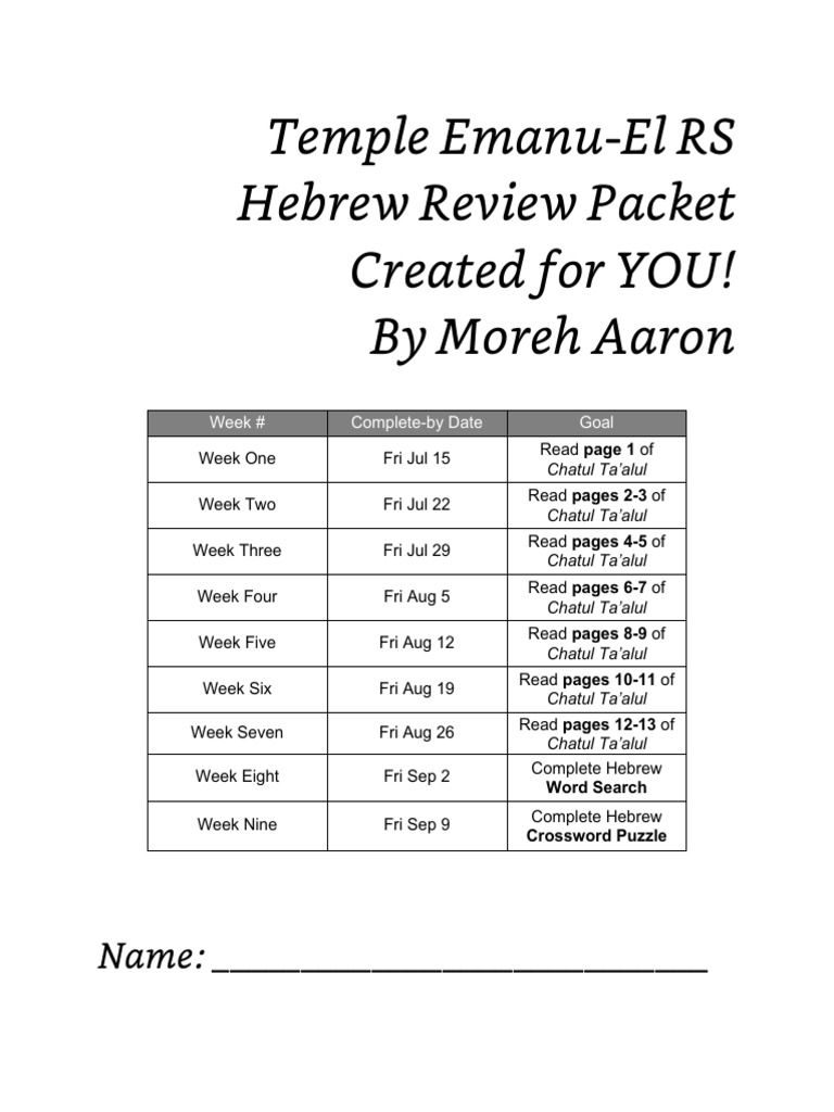 Hebrew review packet AS v3 | PDF