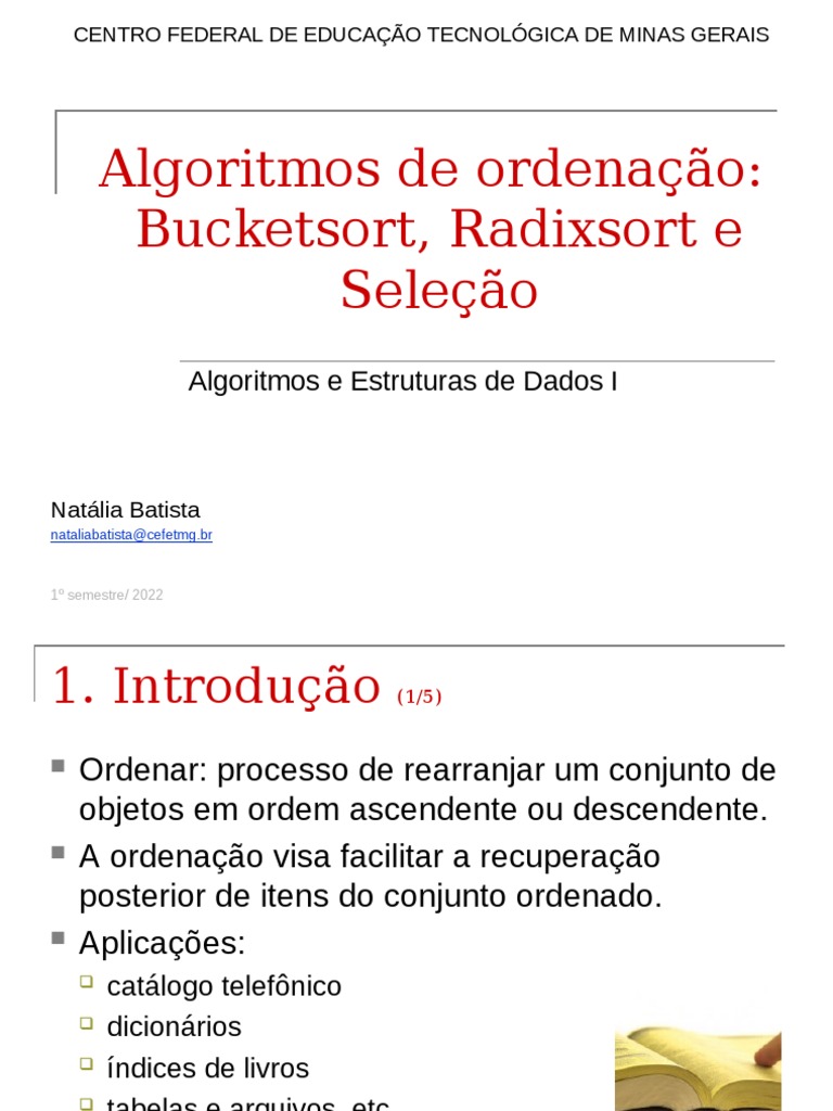 Algoritmos de Ordenação (Bucket Sort, Radixsort, Seleção) | PDF ...