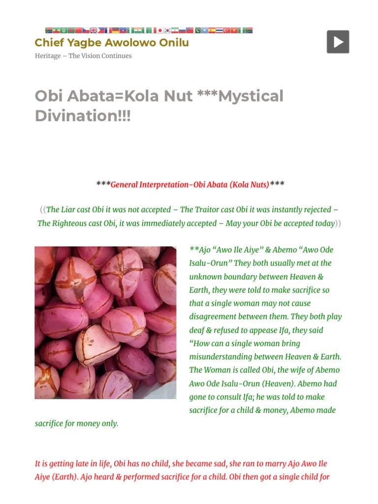 Obi Abata: Kola Nut Divination Guide | PDF | Luck