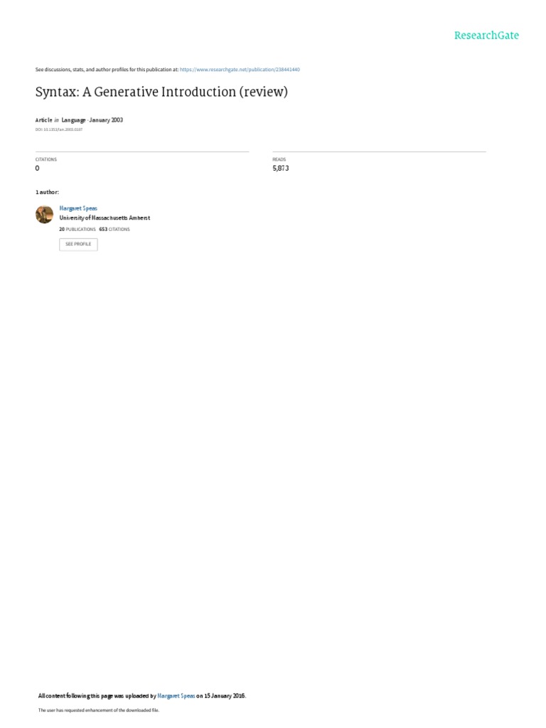 ReviewofCarnie Syntax A Generative Introduction | PDF | Grammar | Human ...