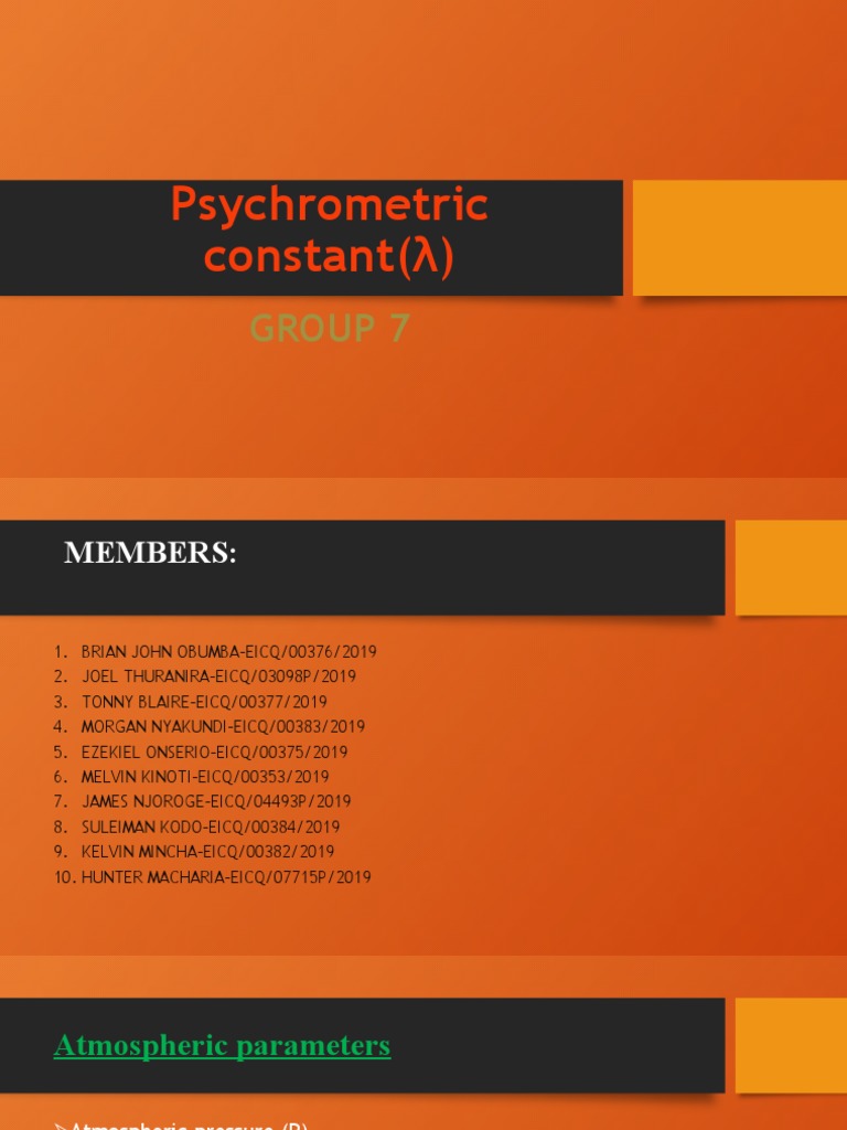 Psychrometric constant (λ) | PDF | Latent Heat | Pressure