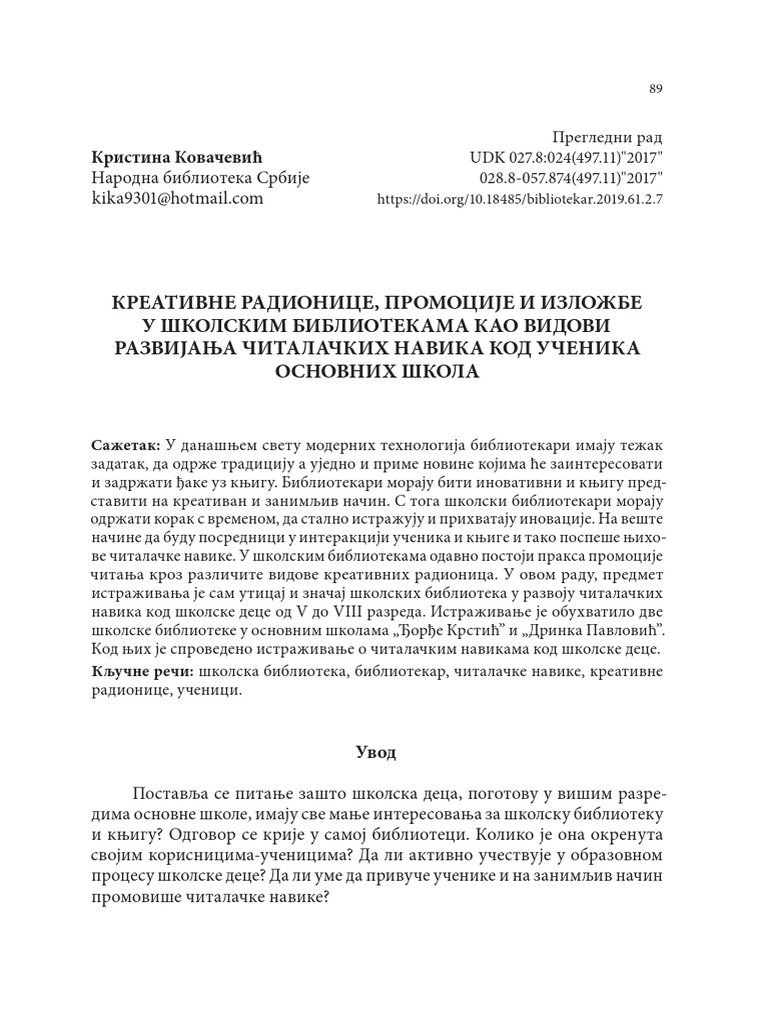 Kreativne Radionice U SK - Bibl. | PDF