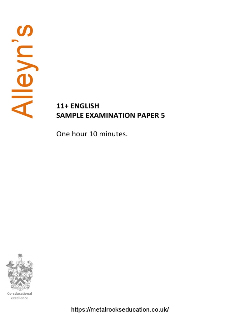 11+ English Sample Exam Paper 5 | PDF | Home & Garden | Young Adult