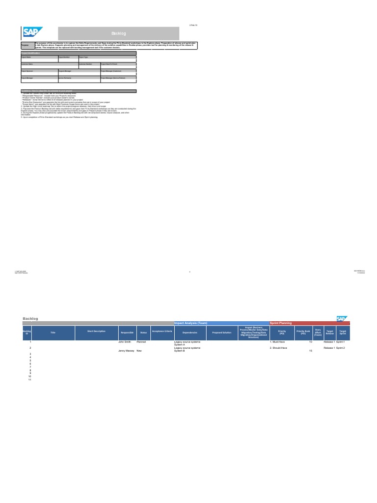Project Backlog and Release Planning Template | PDF | Scrum (Software ...