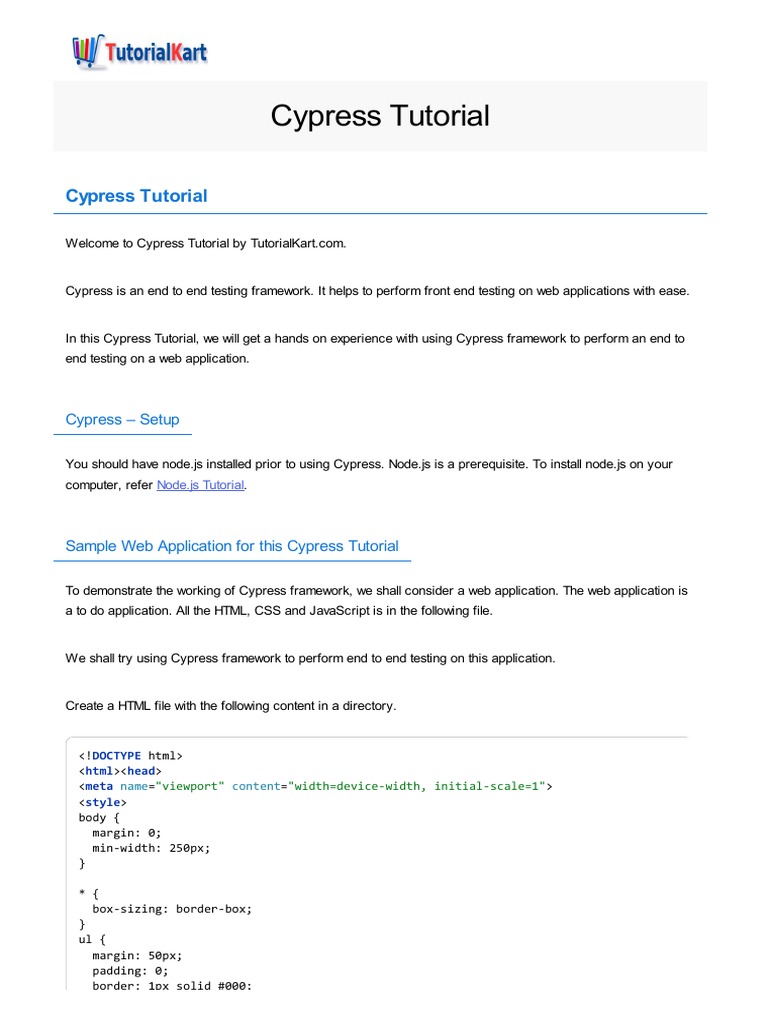 Cypress Tutorial Pdf World Wide Web Internet And Web 