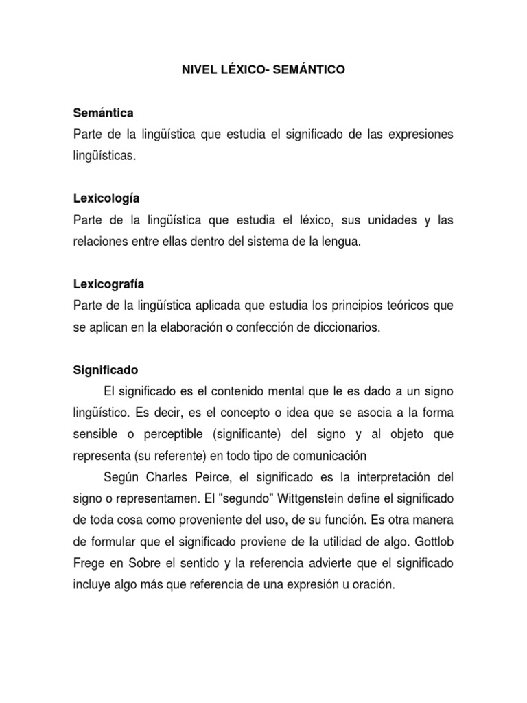 Nivel Léxico-Semántico | PDF | Semiótica | Cognición