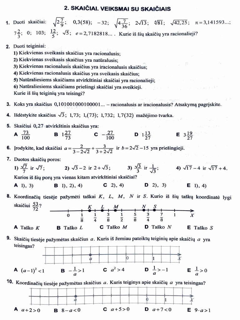 Skaiciai. Veiksmai Su Skaiciais | PDF