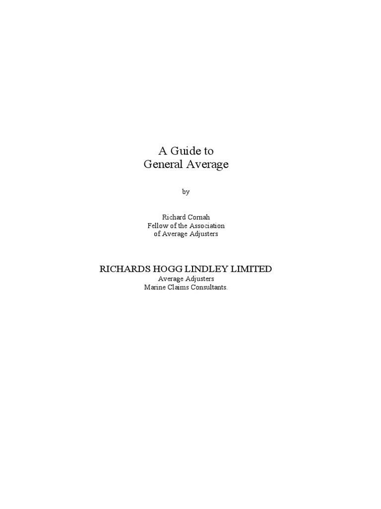 Guide to General Average Principles | PDF | Marine Salvage | Deductible