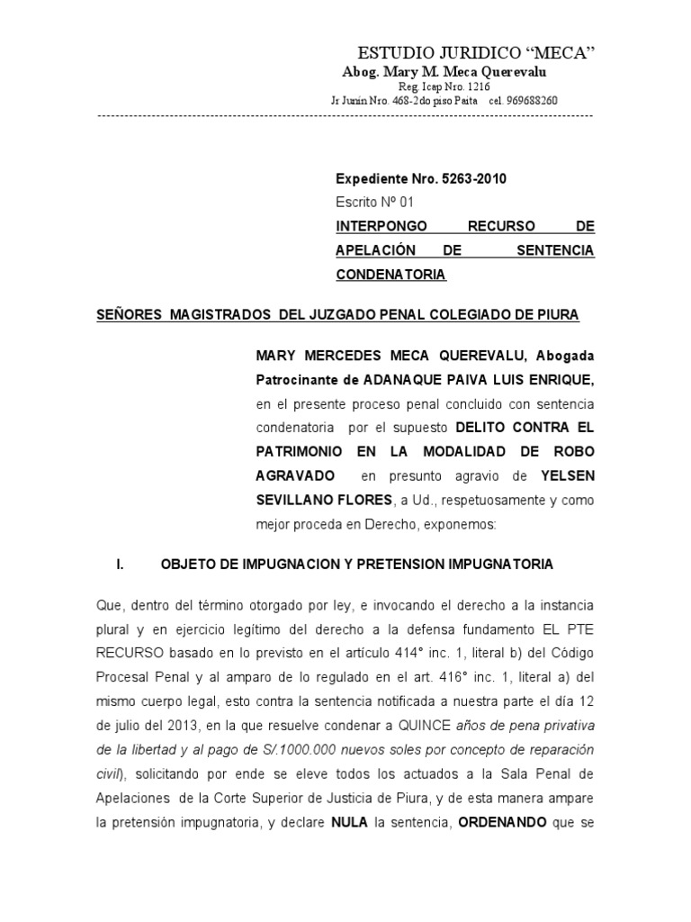 Apelacion Sentencia | PDF | Evidencia (ley) | Derecho penal